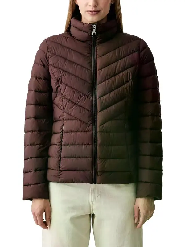 Dkny Quilted High-neck Jacket - Brown