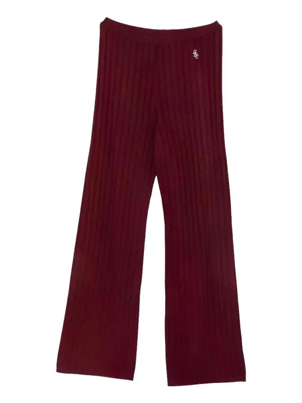 SPORTY & RICH Ribbed-knit Palazzo Pants - Red