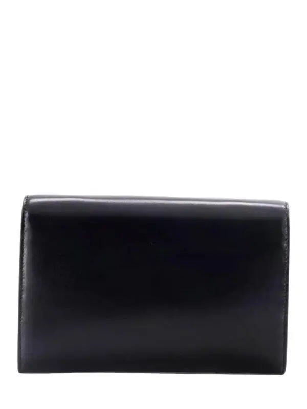 Saint Laurent Classic Monogram Flap Chain Wallet Leather Clutch Bag - Black