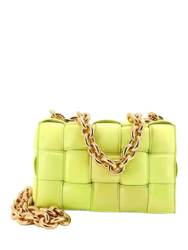 Bottega Veneta Cassette Chain Padded Maxi Intrecciato Leather Crossbody Bag - Green