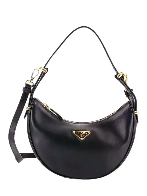 Prada Half Moon Leather Small Hobo Bag - Black