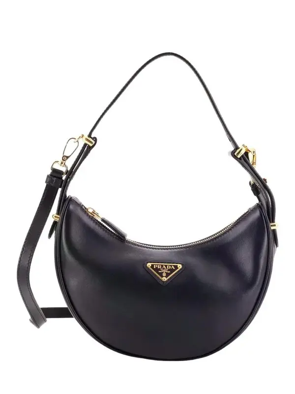 Prada Half Moon Leather Small Hobo Bag - Black