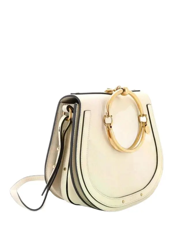 Chloé Nile Leather Medium Crossbody Bag With Hoop Handle - Neutrals