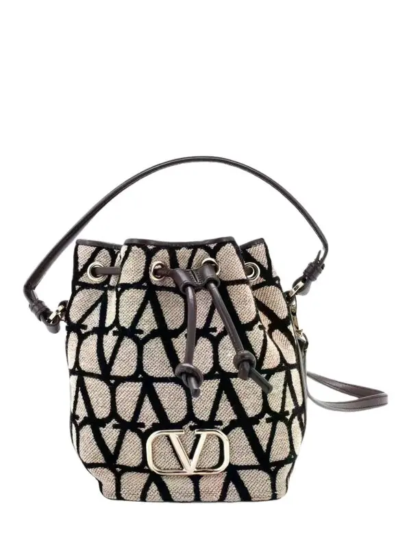 Valentino Garavani Vlogo Signature Toile Iconograph Mini Bucket Bag - Brown