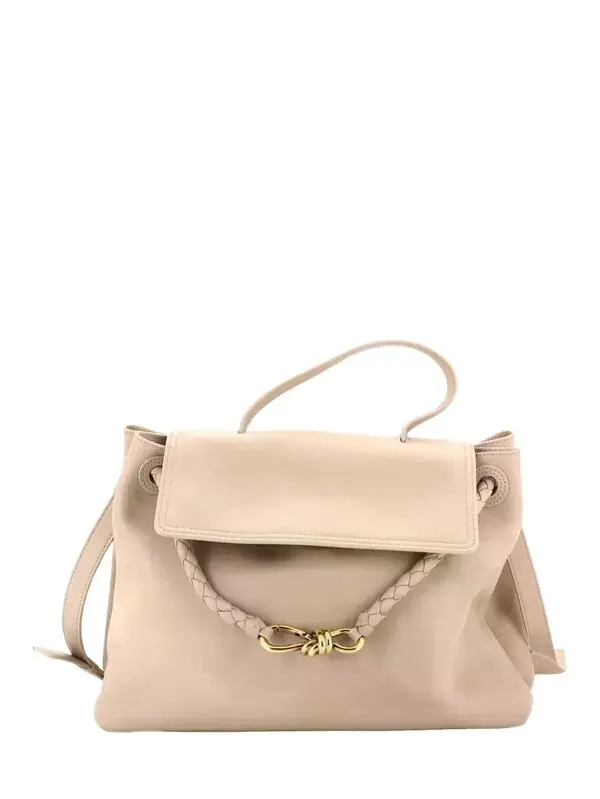 Bottega Veneta Ciao Ciao Top Handle Bag Leather With Intrecciato Detail Medium Satchel - Neutrals