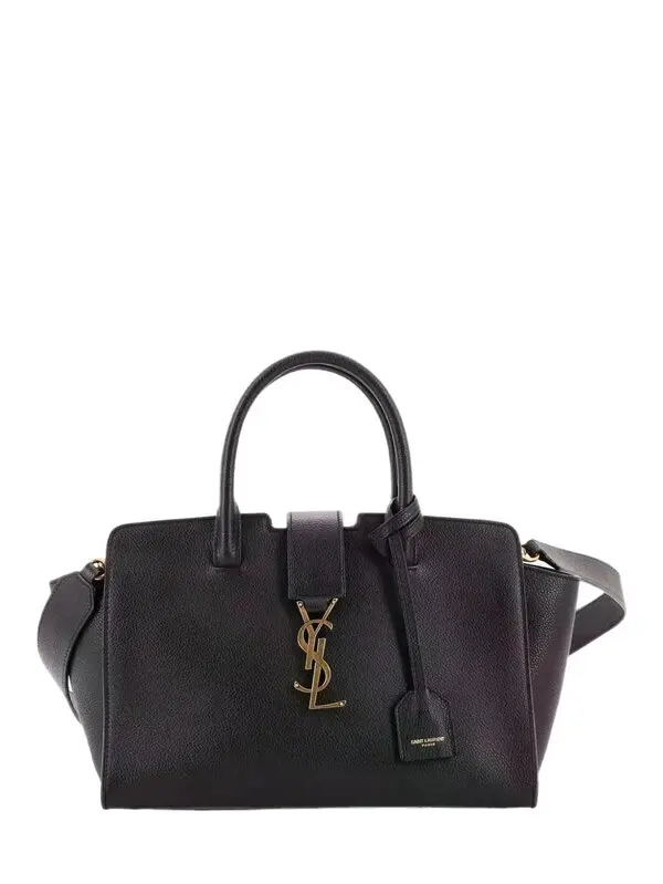 Saint Laurent Monogram Cabas Downtown Leather Baby Satchel - Black