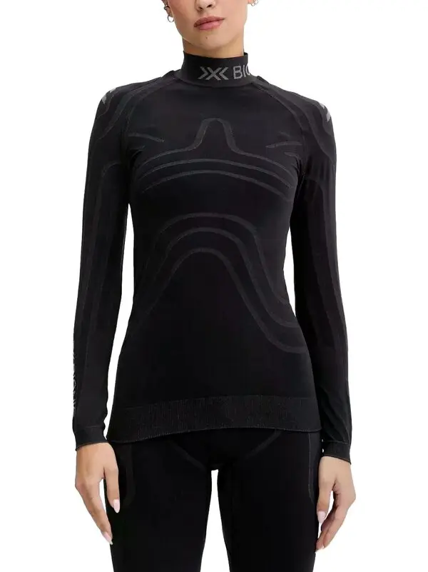 X-BIONIC High-neck Logo Print Long Sleeve Top - Black