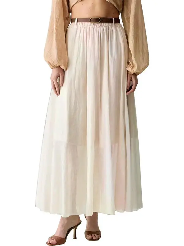HAVEONE Elasticated Waist Maxi Skirt With Belt Loops - Neutrals