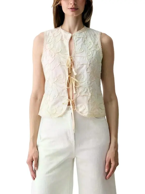 HAVEONE Floral Embroidered Tank Top - Neutrals