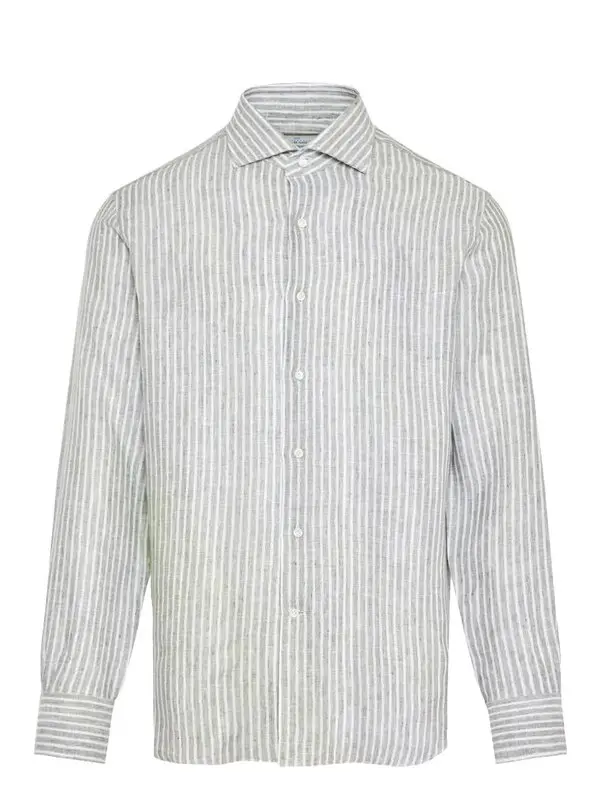 ALESSANDRO GHERARDI Striped Linen Shirt - Green