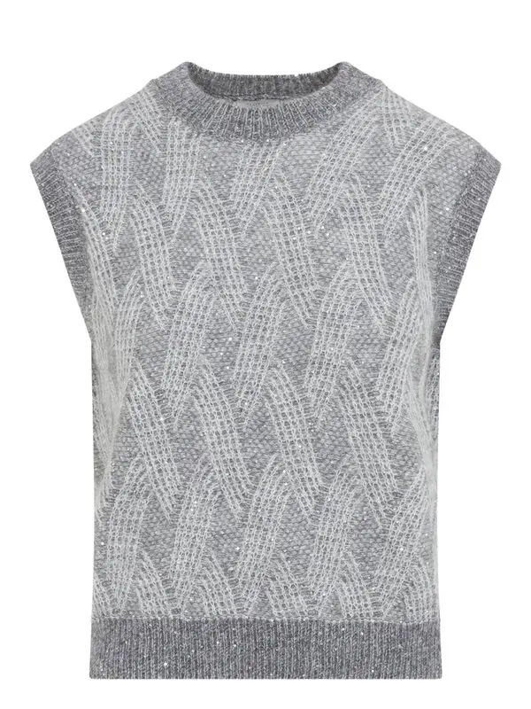 Peserico Sleeveless Knit Gilet With Sequins - Gray