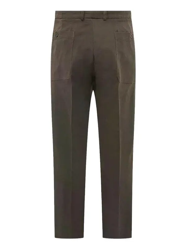HOSIO Patch-pocket Pleated Trousers - Brown