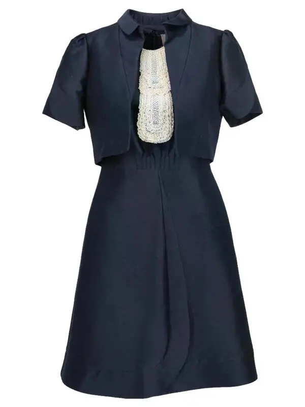 Valentino Garavani Lace-detail Bolero Jacket And Mini Dress - Blue