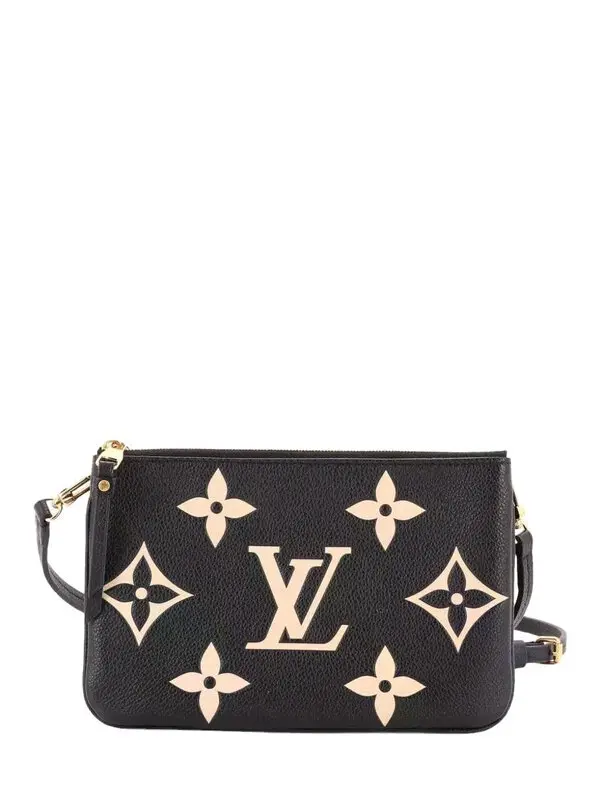 LOUIS VUITTON Double Zip Pochette Bicolor Monogram Empreinte Giant Crossbody Bag - Black