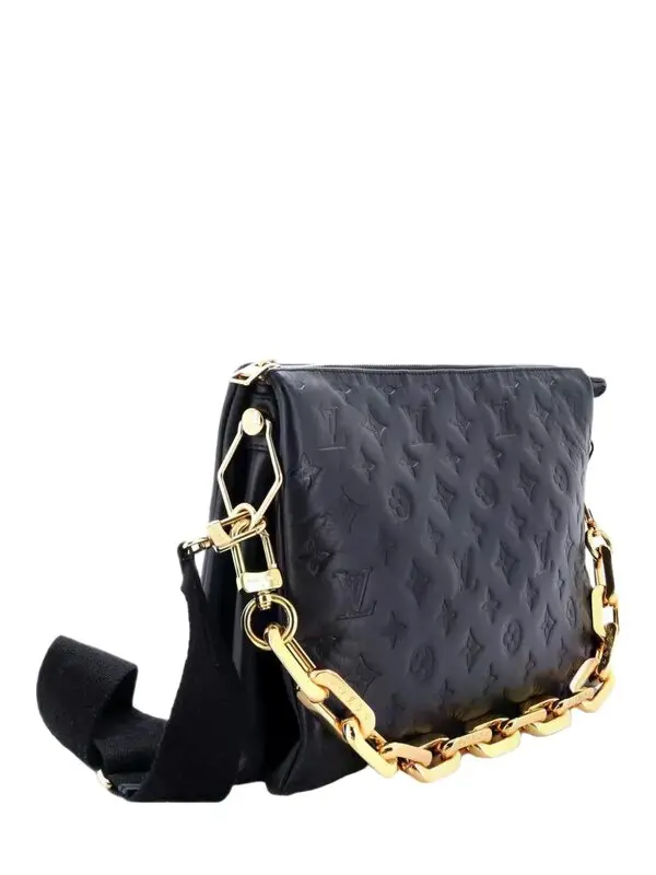LOUIS VUITTON Coussin Mm Monogram Embossed Lambskin Crossbody Bag - Black