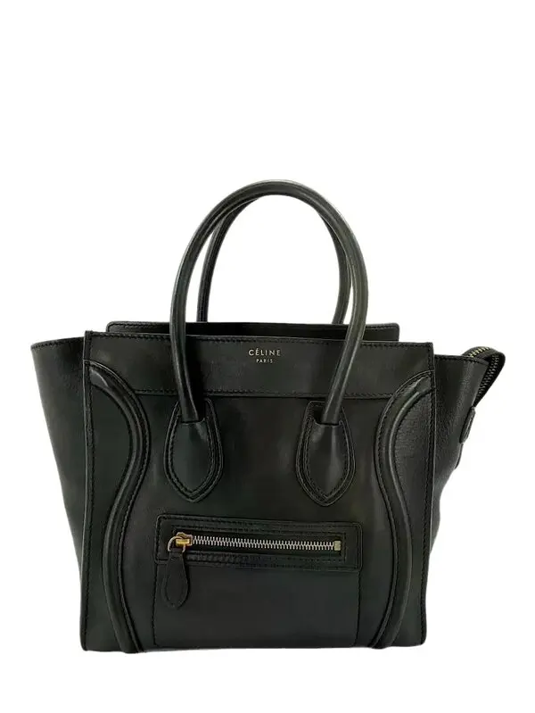 Celine Luggage Micro Shopper Tote Bag - Black