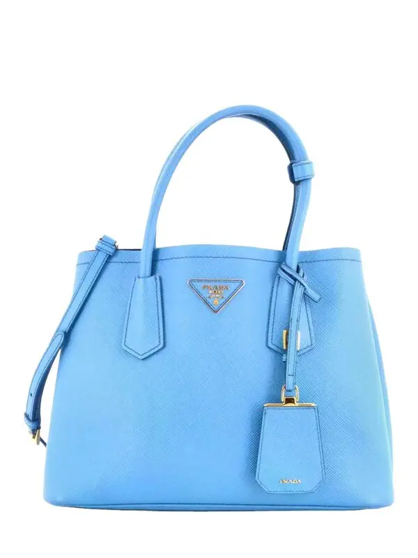 Prada Cuir Double Saffiano Leather Small Tote Bag - Blue