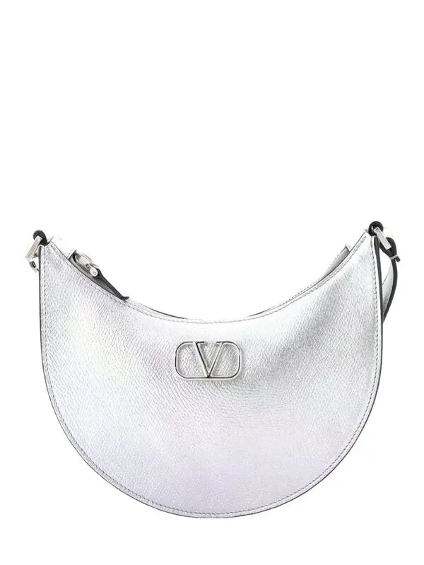 Valentino Garavani Vlogo Leather Mini Hobo Bag - Silver
