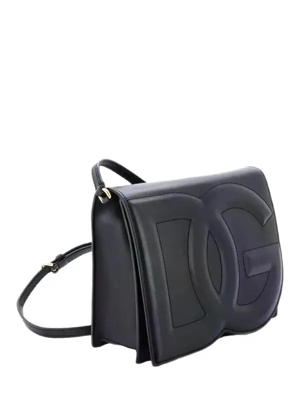 Dolce & Gabbana Dg Logo Flap Leather Shoulder Bag - Black