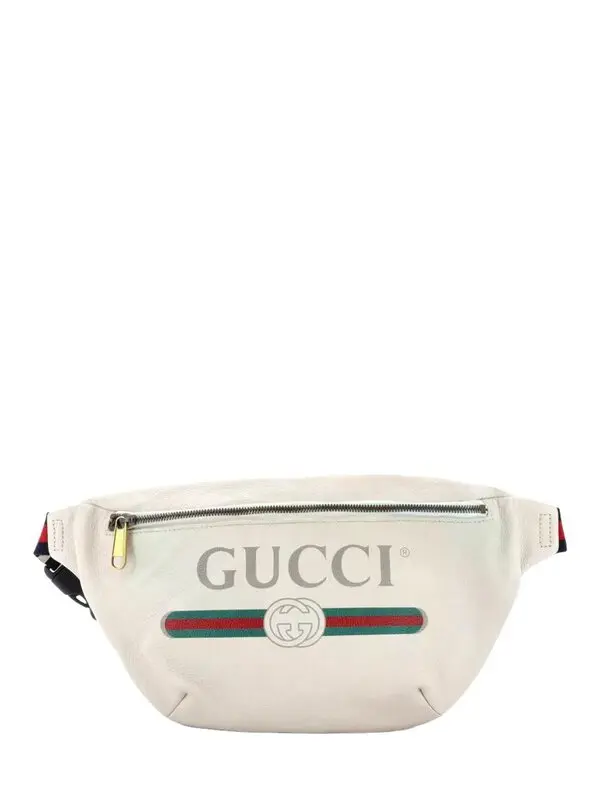 Gucci Logo Printed Leather Belt Bag - Neutrals