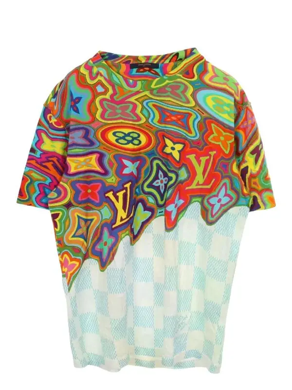 LOUIS VUITTON 2010s Damier Monogram T-shirt - White