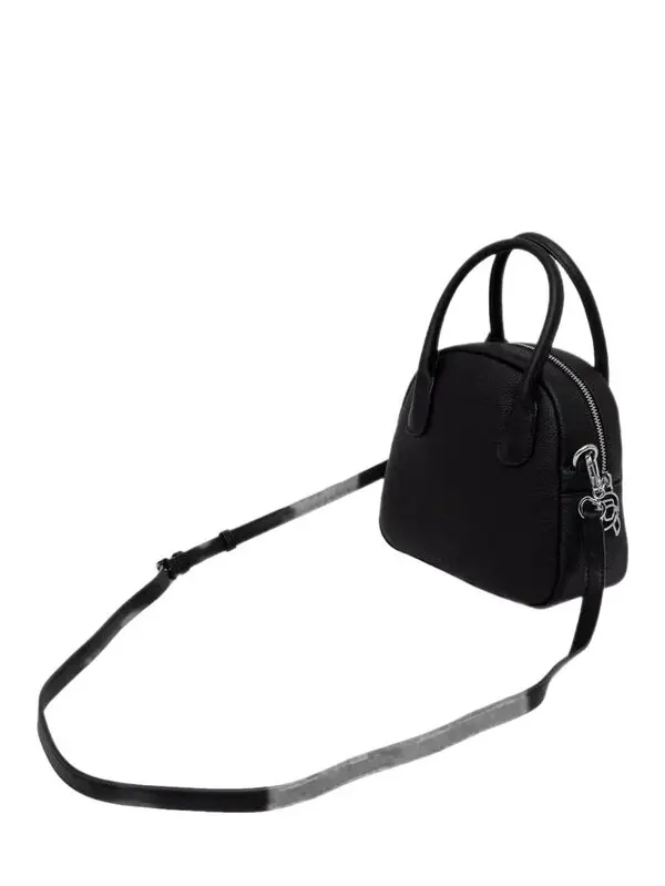Karl Lagerfeld Grained Leather Tote Bag With Logo Charm - Black