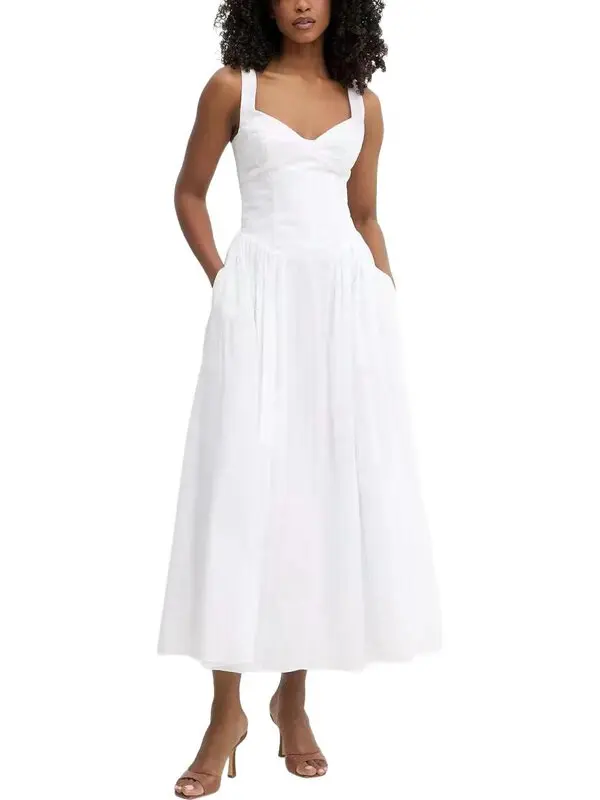 Bardot Theodora Lace-up Flared Maxi Dress - White