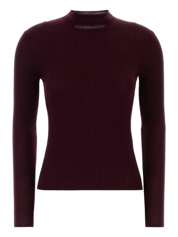 JIL SANDER Burgundy Wool Blend Sweater - Red