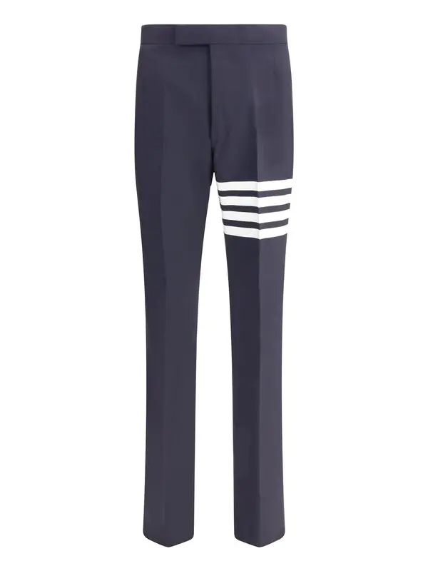 Thom Browne Wool Pants With Signature Striping - Blue
