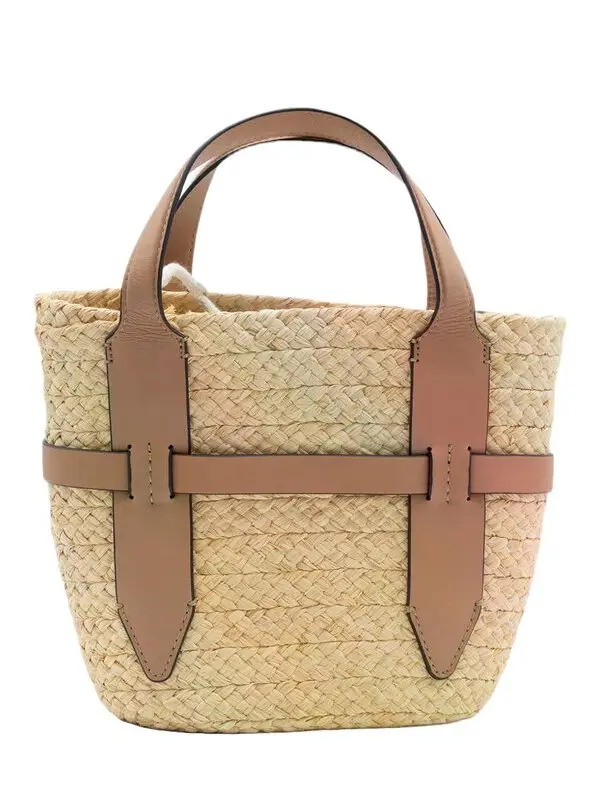 Helen Kaminski Woven Raffia Tote Bag With Leather Trim - Neutrals