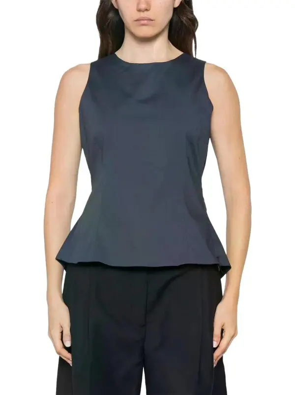 MOUTAKI Bow Detail Peplum Blouse - Blue