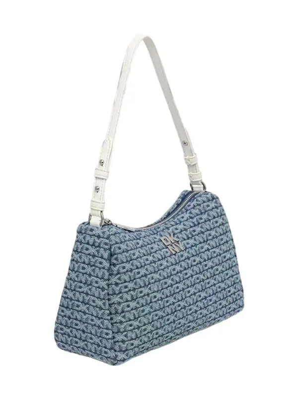Dkny Monogram-logo Denim Tote Bag - Blue