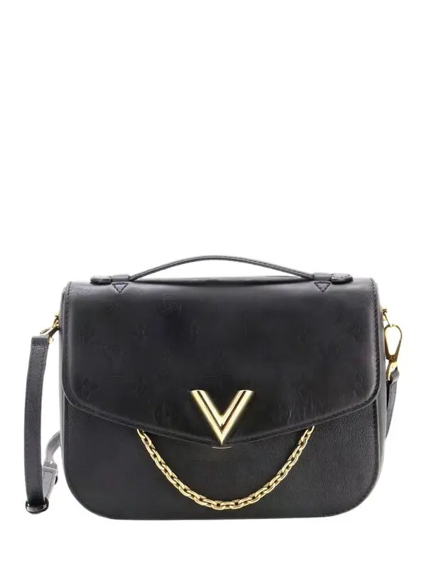LOUIS VUITTON Monogram Leather Messenger Bag - Black