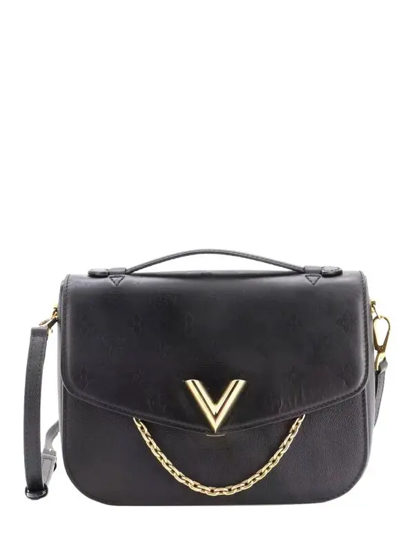 LOUIS VUITTON Monogram Leather Messenger Bag - Black