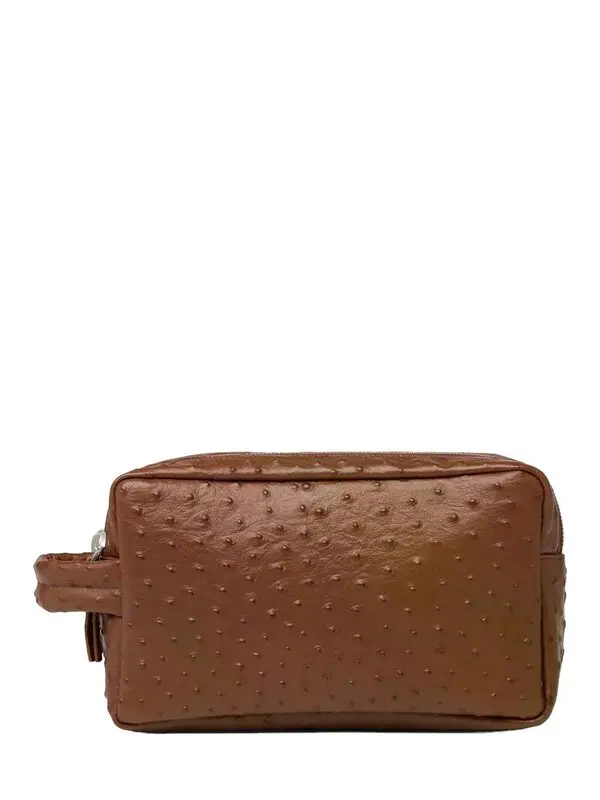 Marsèll Ostrich-effect Leather Wash Bag - Brown