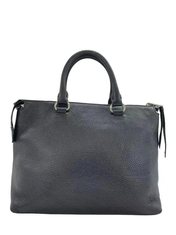 Prada Logo Plaque Top Handle Bag - Black