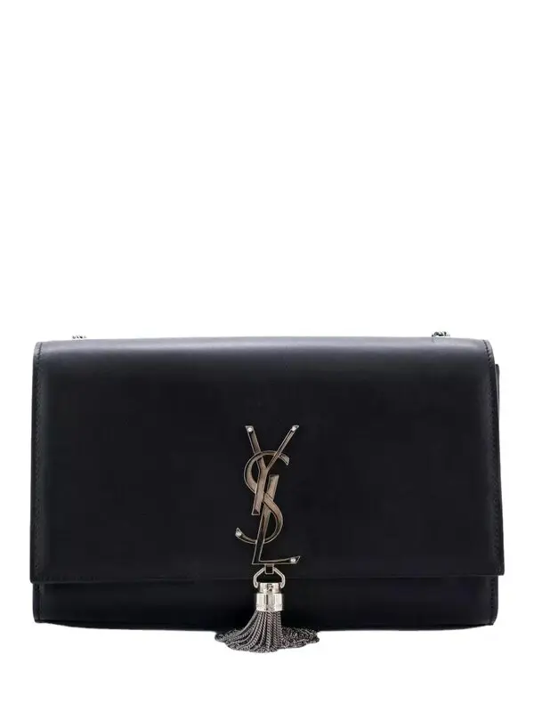 Saint Laurent Classic Monogram Tassel Leather Medium Crossbody Bag - Black