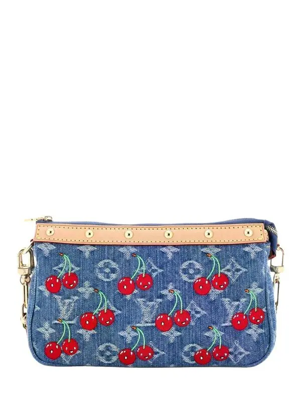 LOUIS VUITTON Chain Pochette Accessoires Nm Limited Edition Monogram Cerises Denim Shoulder Bag - Blue