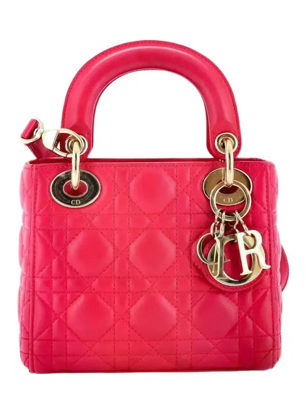 Dior Lady Bag Cannage Quilt Lambskin Mini Satchel - Pink