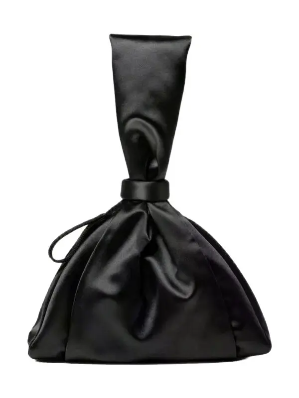 Alberta Ferretti Satin Knotted Clutch Bag - Black