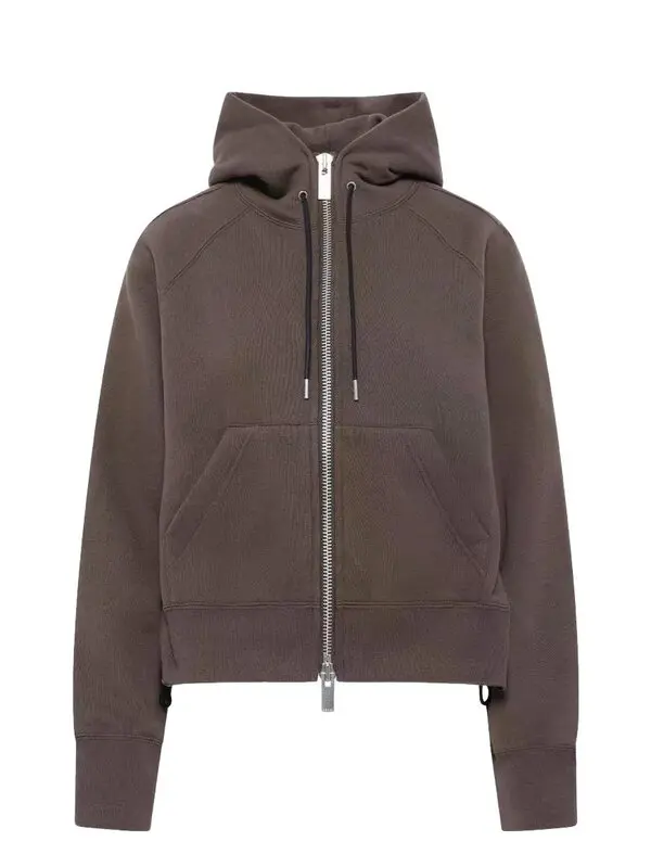 Sacai Zip-up Drawstring Hoodie - Brown