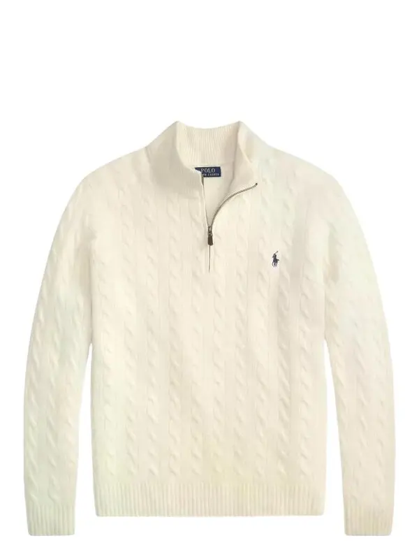 Polo Ralph Lauren Cream Cable-knit Quarter-zip Sweater - Neutrals