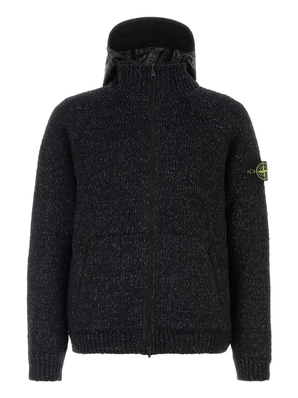 Stone Island Melange Cotton Blend Reversible Jacket - Black