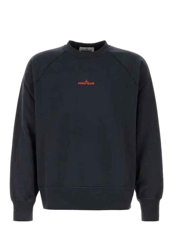 Stone Island Cotton Sweatshirt With Logo - Blue