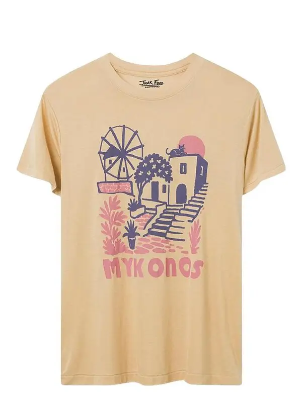 Junk Food Clothing Junk Food Mykonos Vintage Print T-shirt - Camel