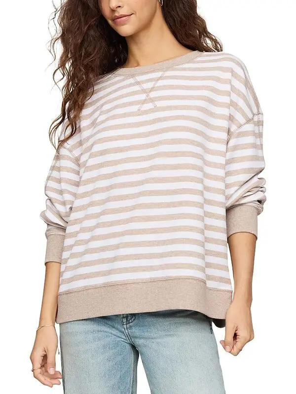 Z Supply The Everyday Striped Crewneck Sweatshirt - Heather Ash