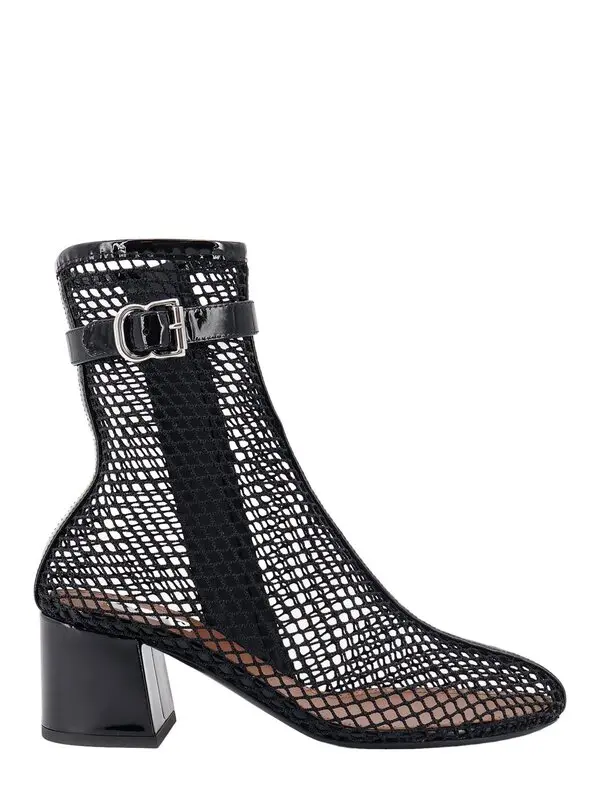 Alaïa Mesh And Patent Leather Boots - Black