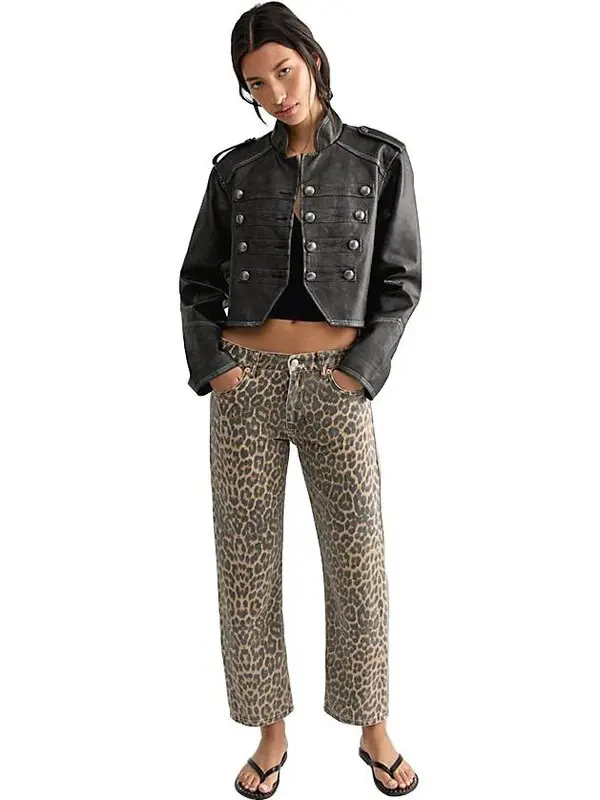 RE/DONE Mid-rise Blondie Crop Jeans In Animal Print - Leopard