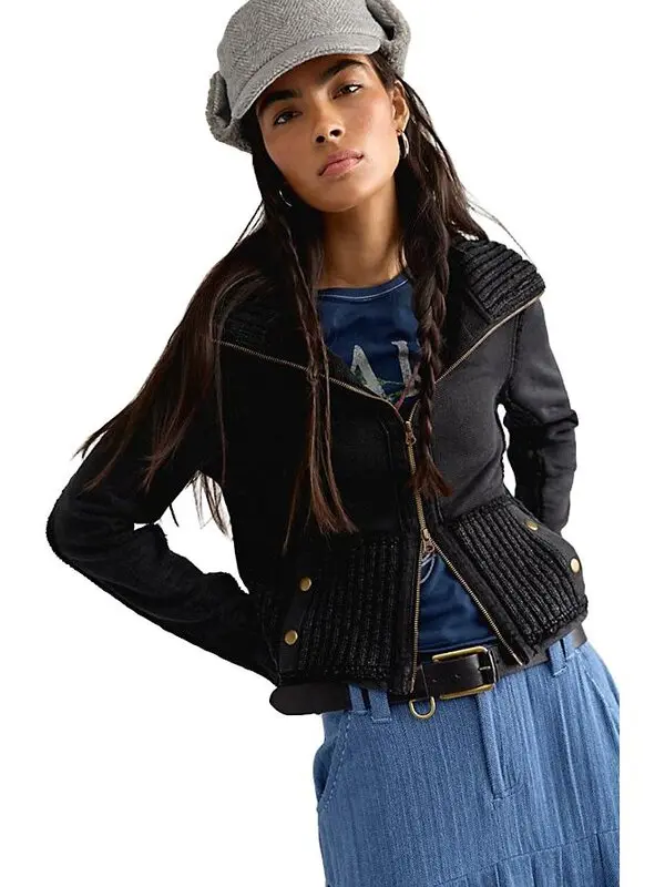 Free People We The Free My Inn Zip-up - Black