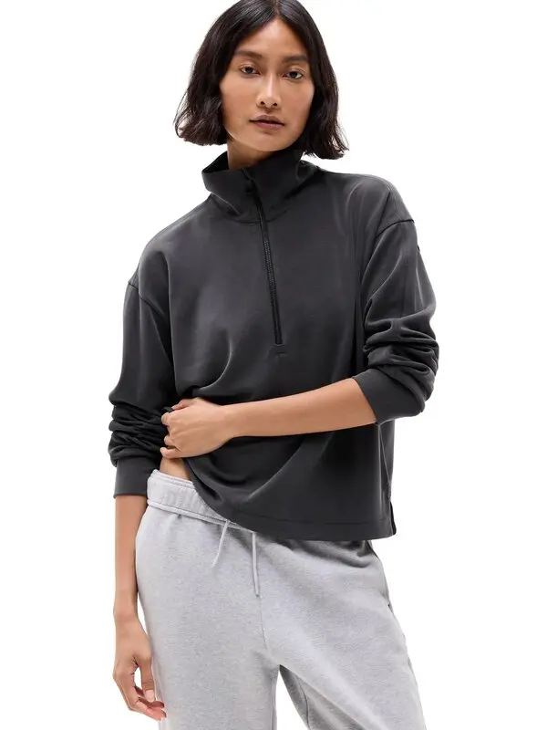Athleta Seasoft Classic 1/4 Zip Sweatshirt - Black